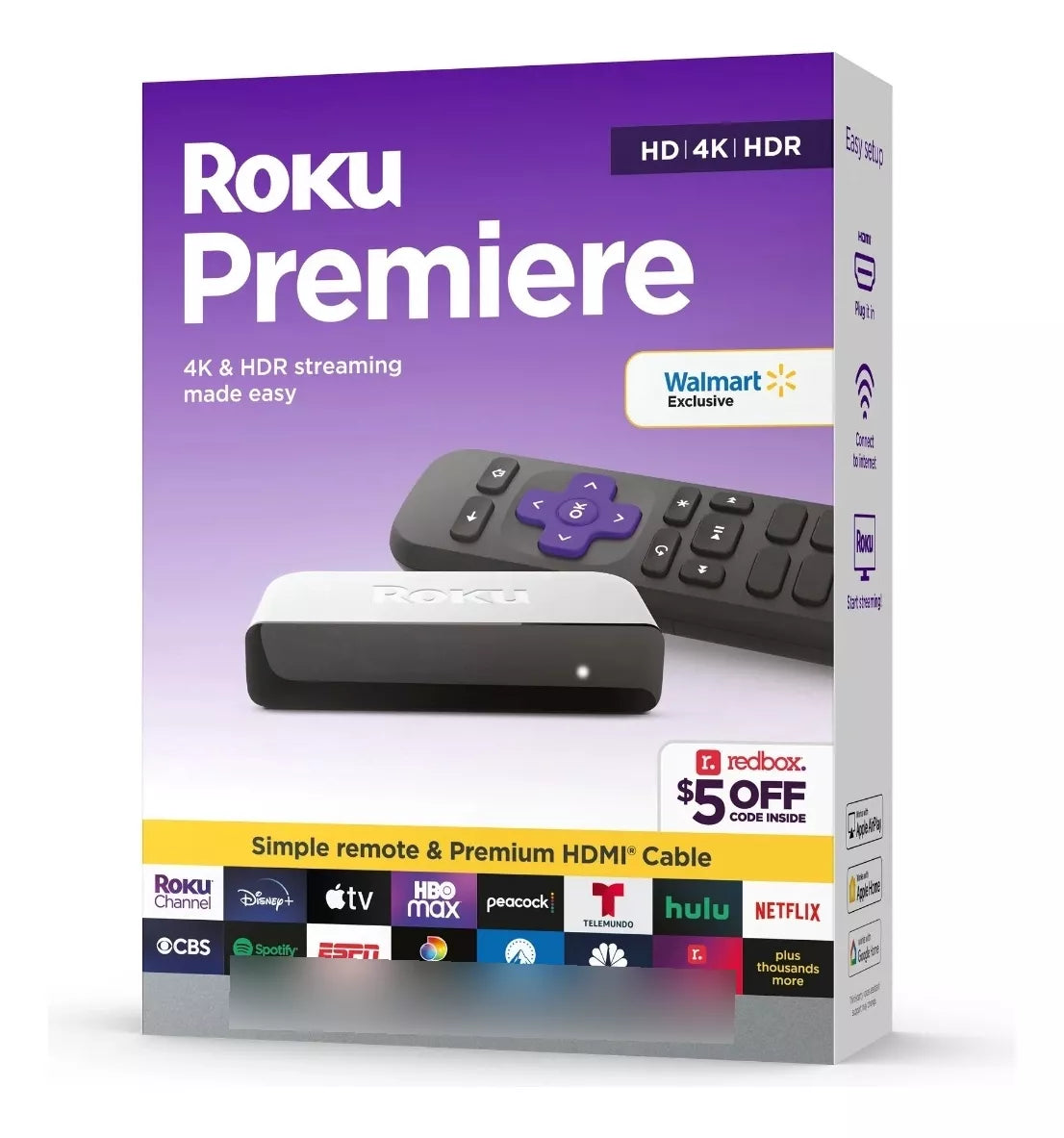 Roku Premier - 4k/hdr Reproductor + Cable Hdmi Color Negro – EMCELL